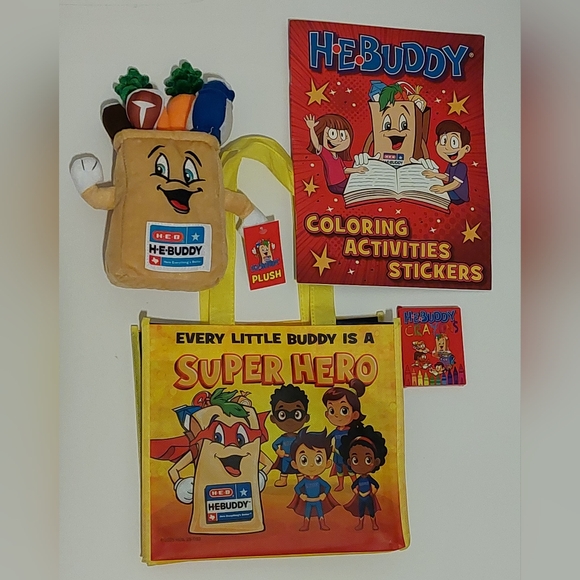HEB | Toys | Heb Buddy Plush Coloring Book Crayons Bag Set | Poshmark